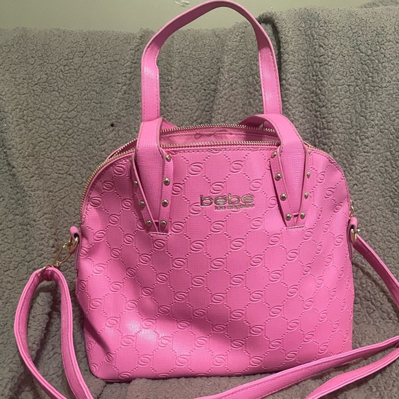 bebe | Bags | Pink Bebe Purse With Extra Strap Blue Ink Stain Inside ...